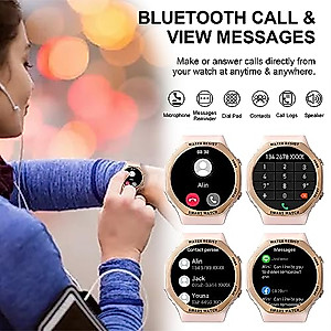 1.32”Smart Watch for Women (Answer/Make Call), 100+Sports Modes Smartwatches with Heart Rate/SpO2/BP/Menstrual Cycle/Sleep Monitor, Step Calorie Counter Fitness Tracker IP67 iOS Android Gift Pink