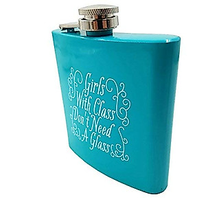 Liquor Flask Women Funny Leakproof - Premium Stainless Steel Hip Flask 6oz (Blue 6oz)