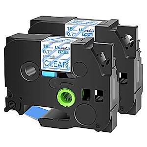USUPERINK 2PK Compatible for Brother P-Touch Label Maker Tape TZe-143 TZ-143 TZe143 TZ143 Blue on Clear 18mm 3/4 inch 0.7'' x 26.2ft Laminated TZe TZ Label Tape for PT-2700 2710 2730 2730VP