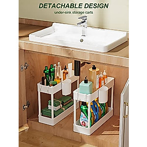 LEHOM 5.1" Slim Storage Cart - 4 Tiers Bathroom Organizer Mobile Shelving Unit Storage Rolling Utility Cart Slide Out Organizer for Kitchen Bathroom Laundry Narrow Places, White