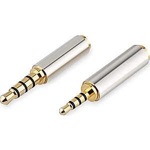 PASOW 3.5mm Male to 2.5mm Female/2.5mm Male to 3.5mm Female Stereo Audio Adapter Headset Converter Connector for Smartphones, Headphone, Mic, Tablets (2 Pack)