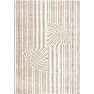 Abani Rugs Beige Arch Pattern Knot Modern Print Premium Area Rug - Contemporary No-Shed Neutral 7'9" x 10'2" (8'x10') Bedroom Rug