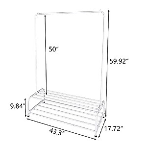 White Commercial Garment Rack,Closet Garment Rack, Heavy Duty Clothes Storage Organizer for Bedroom, Free-Standing and Closet Organizer and Storage with Hanger Rods Clothes Rack for Hanging Clothes