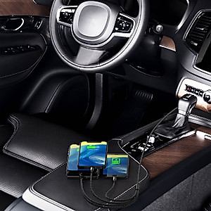 RULUS 4 in 1 Charging Cable [2Pack 4Ft], Fast Charging & Data Sync Multi Phone Charger Cable Nylon Braided USB Charging Cable with Lightning/Type C/Micro USB Port for iPhone,Samsung Tablets,Carplay