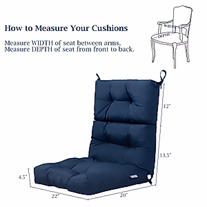 Giantex Tufted Outdoor Patio Chair Cushion 4.5", High Back Chair Cushion with 4 String Ties, Patio Seat Cushion for Swing Bench Wicker Seat Chair (Navy)