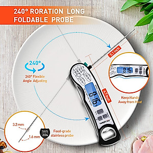 HAOYEE Digital Meat Thermometer, Premium Multifunctional Food Thermometer with LCD Display, Long Probe and Magnetic, Suitable for Home and Kitchen Barbecue Edible Oil Frying, Baking, etc.