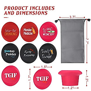 Wine Stoppers 7 Pack Funny Wine Bottle Stoppers Silicone Reusable Leak Proof Air Tight for wine and others wine bottle (Pack of 7)