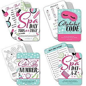 Big Dot of Happiness Spa Day - 4 Girls Makeup Party Games - 10 Cards Each - Gamerific Bundle