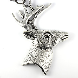 Emerald Park Jewelry Deer Keychain | Deer Antler Keychain for Men and Women Great Camping Gadgets and Country Boy Gifts for Men Hunting Keychain or Antler Keychains for Her and Fun Hunting Gadgets or a Camping Gadget, Silver, Large