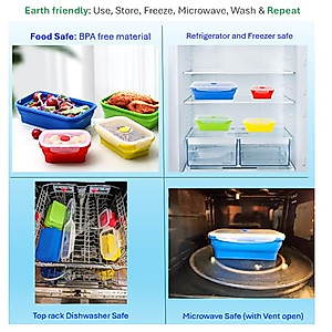 4-Pack Collapsible Food Storage Containers with Lids (Mixed Sizes): Perfect for meal prep, microwave, freezer, and dishwasher safe. Plus, BPA-free and feature snap-top lids for easy sealing.