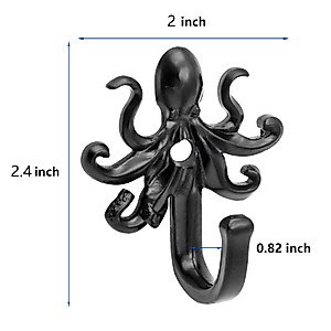 FANYUN 5 Pack Coat Hooks Wall Hooks, Octopus Decorative Wall Mounted Hooks Rustic Metal Hanger for Towel, Key Holder, Hanging Coats, Scarves, Bags, Purses, Backpacks Home Decor (Octopus)