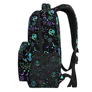 MNSRUU School Backpack Magic Skulls College Knapsack Laptop Rucksack Business Travel Computer Bookbags for Adult Teen One Size
