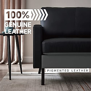 Z-hom 70" Top-Grain Leather Sofa, 2-Seat Upholstered Loveseat Sofa Modern Couch, Luxury Classic for Living Room Bedroom Apartment Office