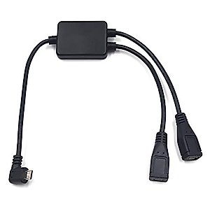 Kework Micro USB 5 Pin Splitter, 30cm Right Angle Micro USB Splitter Cable, 2 Ports Micro USB Hub 1 Male to 2 Female Extension Splitter Y Type Cable (Right Angle)