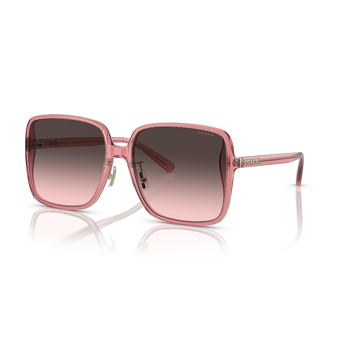 COACH Women's HC8368D Square Sunglasses, Transparent Berry/Grey Pink Gradient, 61 mm