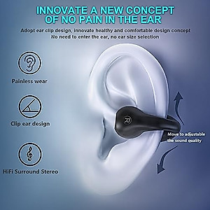 MALIHOO Open Ear Air Conduction Headphones Bluetooth 5.3,Ear Clip Wireless Earbuds with Digital Display Charging, Air Conduction Bluetooth Headset for Cycling,Running Workout,Walking,Driving(Black)