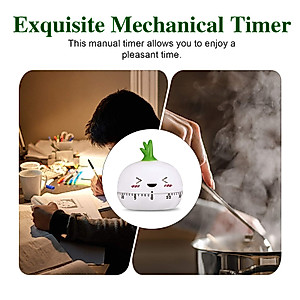 Luxshiny Cartoon Plastic Timer Cute Onion Kitchen Time Reminder Mechanical Wind up Manual Timer Rotating Timer for Children Cooking Baking Boiling Egg