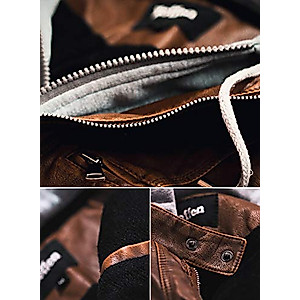 Hoffen Premium Vegan Leather Jacket for Women with Detachable Hood - Seitig Model (Caramel, XXL)