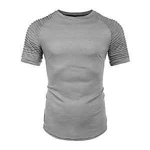 COOFANDY Mens Muscle Gym T-Shirts Fashion Hip Hop Shirt Light Grey L