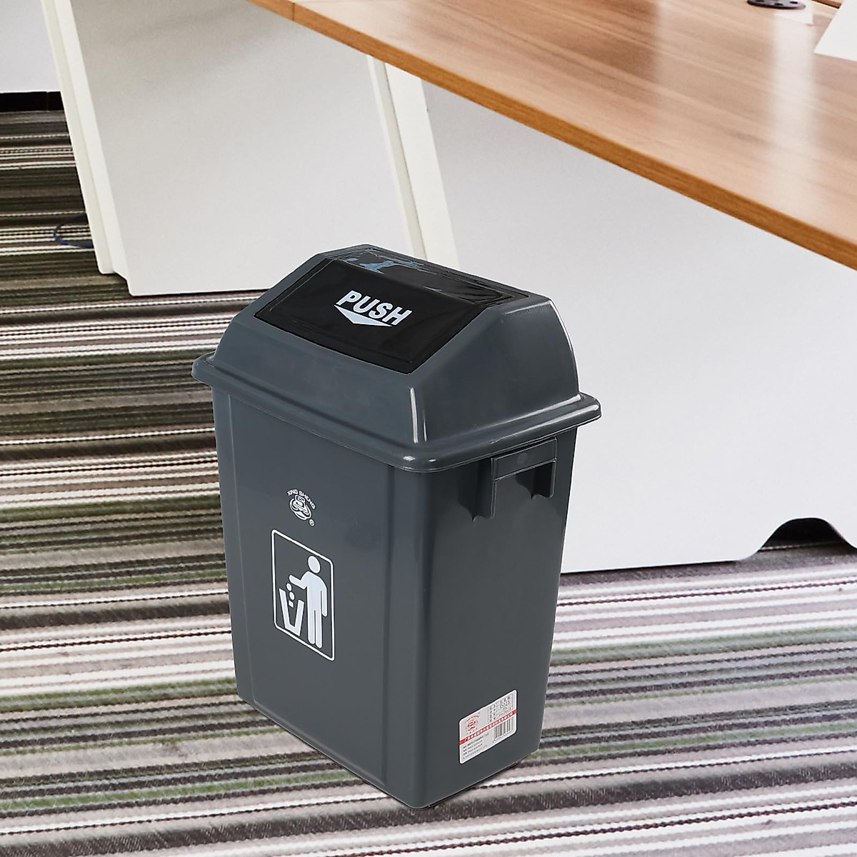 AnnkkyUS 6 Gallon Plastic Garbage Cans with Swing Lid, 4 Pack Grey Plastic Trash Can