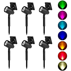 Lebote Tec Solar Spot Lights Outdoor, Waterproof Solar Uplights for Tree, Color Changing LED Solar Landscape Spotlights for Halloween Decoration Garden Yard Patio Lawn(6 Pcs)