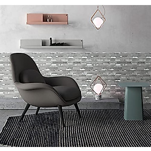 COLAMO Luxury 10 Sheet Peel and Stick Cement Gray Silver Aluminum Metal Mix Tile, Adhesive Faux Stone Tile for RV,Kitchen Sink Backsplash,Bathroom,Accent Wall, Self Stick On Wall Tile (Concrete Look)