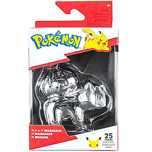Pokemon 25th Celebration 3-inch Silver Bulbasaur Figure - Pokemon Fan Must Have Toy - Officially Licensed 25th Anniversary Product from Jazwares