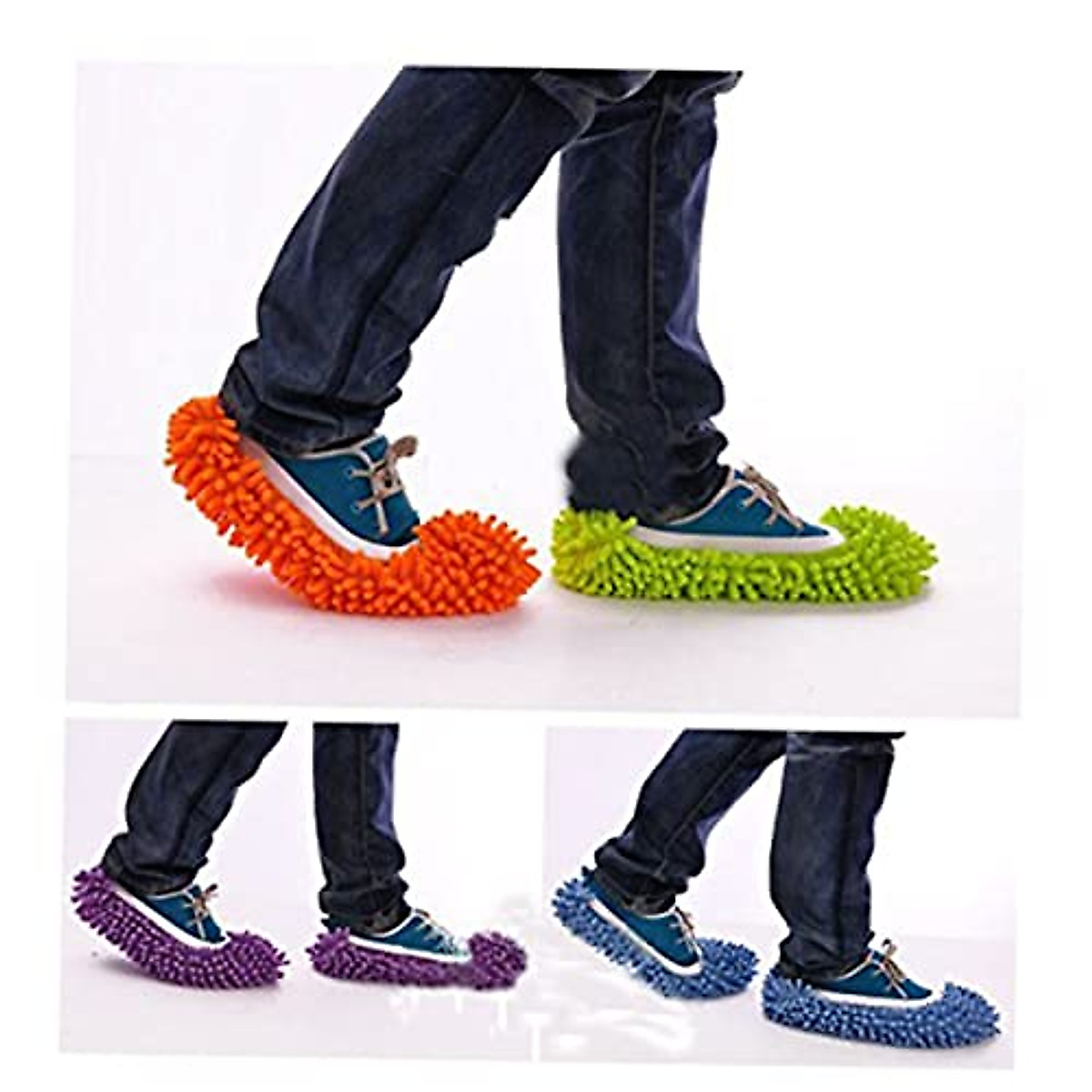 DECHOUS 3 Pairs Floor Mops Floor Cleaning Slippers Cleaning Mops Floor Dust Dirt Hair Cleaner Cleaning House Slipper House Dusting Slippers Lay Shoe Cover Dust Mop Slipper Mop Cap The Lazy