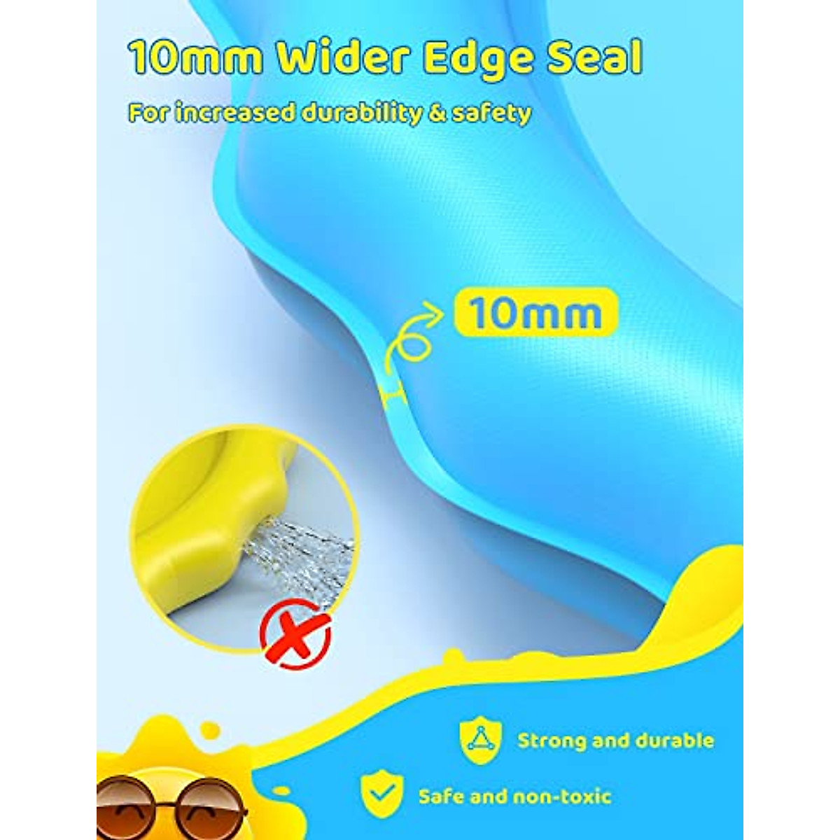 QPAU Non-Slip Splash Pad for Kids and Dog | 0.4 mm Thickened Sprinkler Pool Water Play Mat for Summer and Outdoor | Fun Backyard Water Toy Fountain Mat for Baby Girls Boys or Pet Dog (67"), Blue