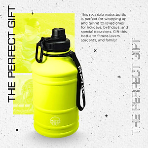 Mayim Large Stainless Steel Water Bottle - Single-Walled Big Metal Drinking Bottle for Sports, Camping, Gym, Workouts – 2.2L/ 74oz/ More Than Half Gallon Capacity