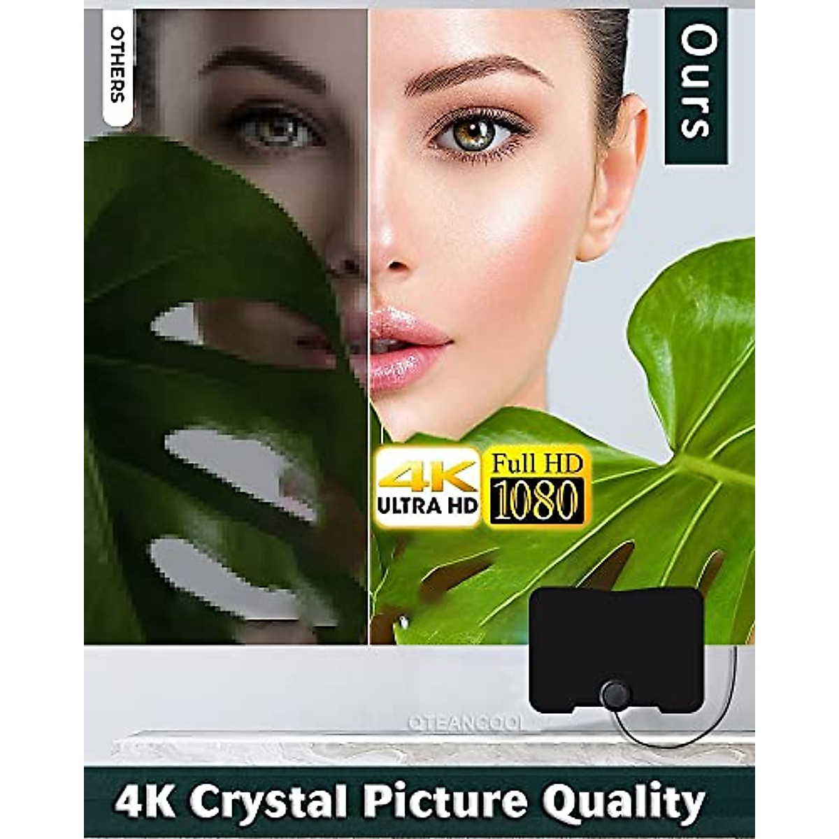 TV Antenna for Smart TV, TV Antenna Indoor 380+ Miles Long Range, Antenna TV Digital HD Indoor Support 4K 1080p UHF VHF FM, Digital Antenna for TV for Local Channels, TV Antenna Amplifier Booster