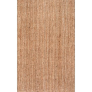 nuLOOM Ashli Handwoven Solid Jute Area Rug, 6' Square, Natural