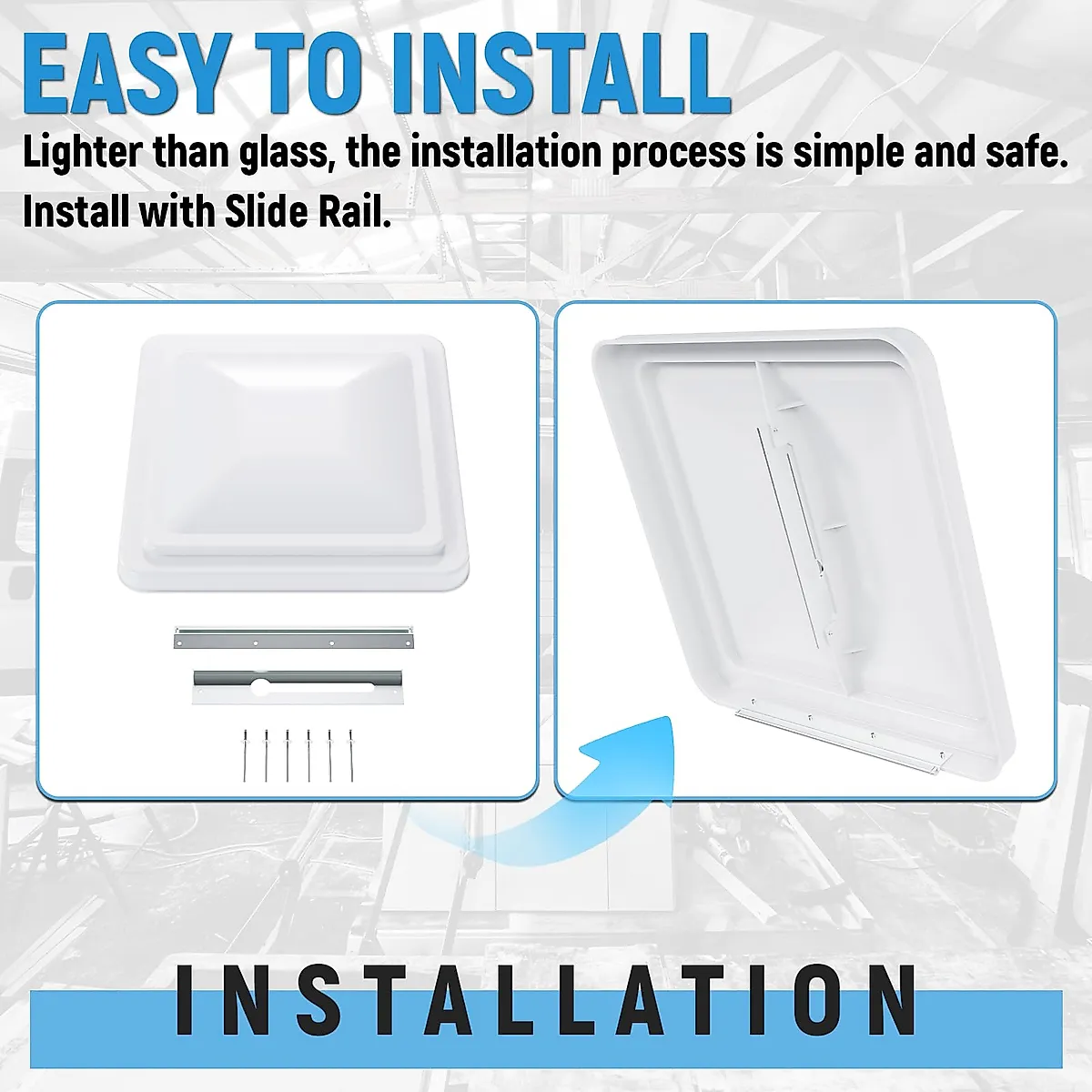 HECASA 2Pcs 14" RV Roof Vent Cover Compatible with Ventline Previous to 2008 and Elixir Vents Starting 1994 PP Vent Lid Polycarbonate White