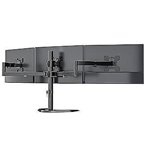 WALI Free Standing Triple LCD Monitor Fully Adjustable Desk Mount Fits 3 Screens up to 27 inch, 22 lbs. Weight Capacity per Arm (MF003), Black