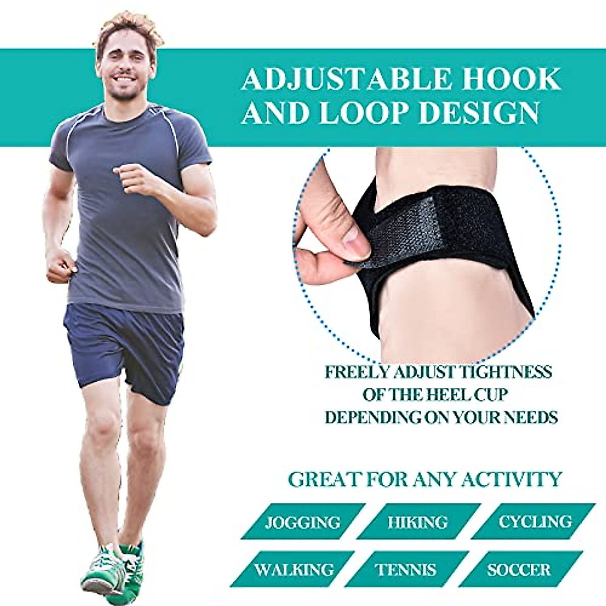 Plantar Fasciitis Heel Cups, Heel Cups for Heel Pain(4PCS), Heel Protectors for Plantar Fasciitis Relief, Adjustable Heel Pads for Heel Pain Relief, Achilles Tendinitis, Heel Spur (Black, L Size)