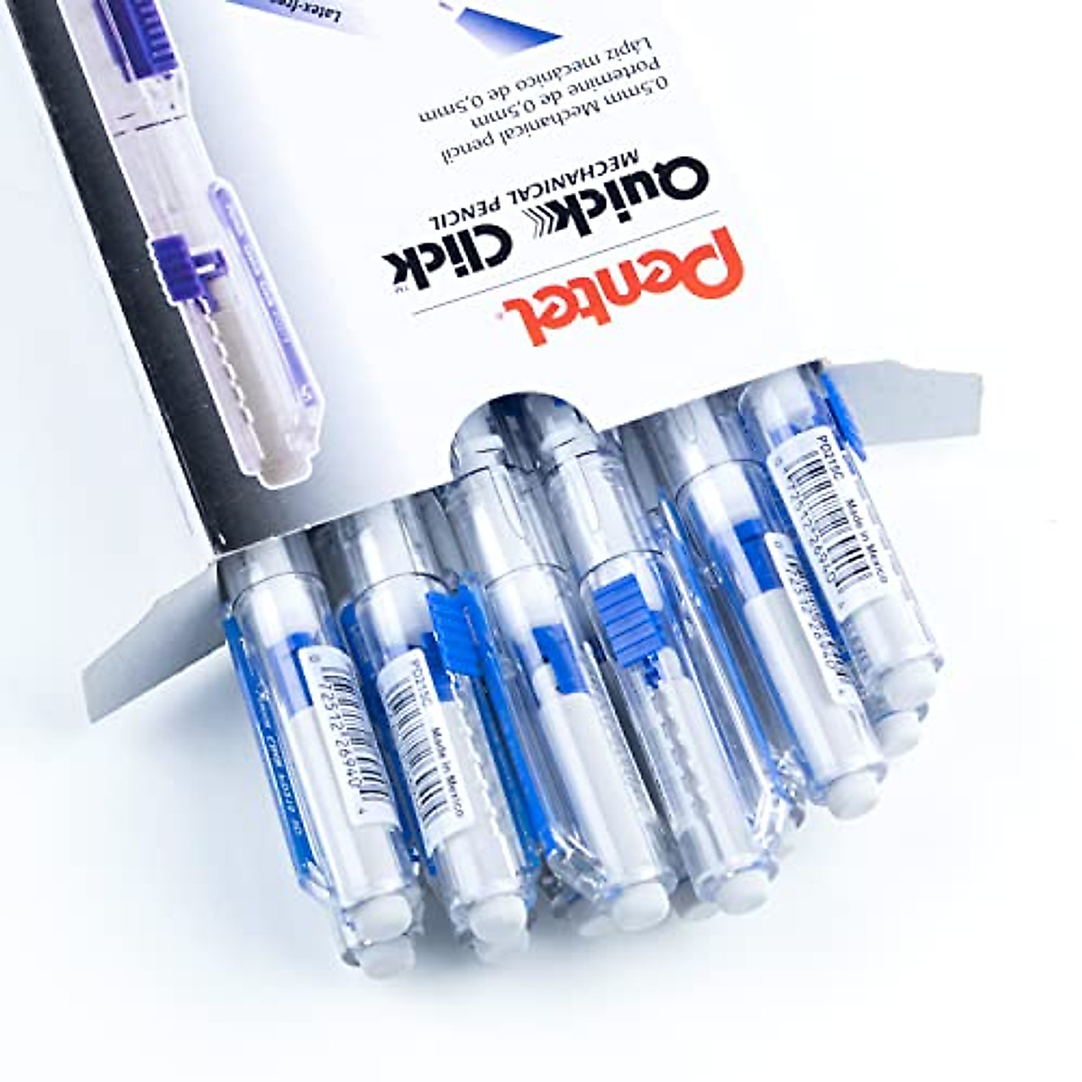 Pentel QUICK CLICK Mechanical Pencil (0.5mm), Blue Barrel, Box of 12 Pencils (PD215C)