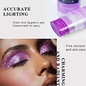 HOSAILY Gold Body Glitter Stick, Mermaid Sequins Face Glitter Gel, Holographic Chunky Glitter Face Paint for Singer Concerts Music Festival Rave Hair Accessories Sparkling Glitter Makeup for Women 01#
