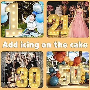 imprsv 3FT Marquee Light Up Numbers, Marquee Numbers for 30th Birthday Decorations Anniversary Party Decor, Mosaic Numbers for Balloons Number 3, Marquee light up letters, Pre-Cut Foam Board Kit