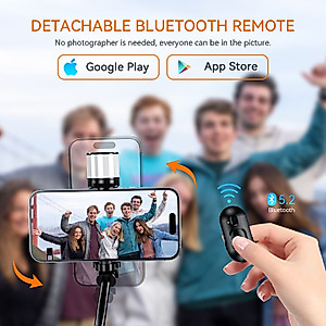 Selfie Stick Tripod with Detachable Wireless Remote, ESSAGER 30" Portable Foldable Mini Selfie Stick & Phone Tripod Stand Compatible with iPhone/Android for Travel (White)