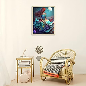 Pangoo Art Cartoon Character Beautiful Mermaid Paint by Number for Kids,Easy Acrylic Paint by Number for Kids On Canvas,Oil Painting Paint by Number Kits Gift for Kids and Adults 16"x20"