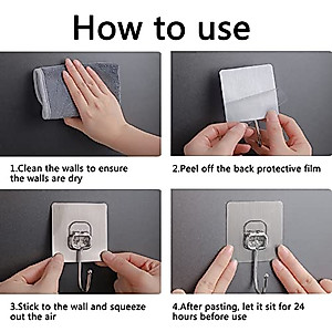 ZEZOKK Large Adhesive Hooks 22Ib(Max), Waterproof and Rustproof Wall Hooks for Hanging Heavy Duty to use Inside Kitchen, Bathroom, Home and Office,10 PCS