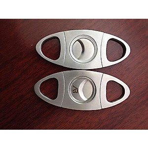 Alaska Bear® Cigar Cutter Stainless Steel Guillotine Double Cut Blade in Black Gift Pouch