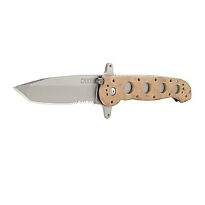 COLUMBIA RIVER KNIFE & TOOL M16-14ZSF EDC Folding Pocket Knife: Everyday Carry, Serrated Edge Blade, Tanto, Automated Liner Safety, Dual Hilt, Bead Blast Blade / Desert Nylon Handle, 4-Position Pocket Clip,Beige
