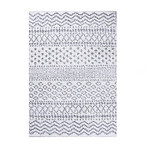 SUPERIOR Indoor Shag Area Rug Perfect for Bedroom, Kitchen, Laundry Room, Entryway, Office, Playroom, Plush Fuzzy Carpet Cover, Contemporary Modern Boho Geometric, 4' x 6', Grey-Cream