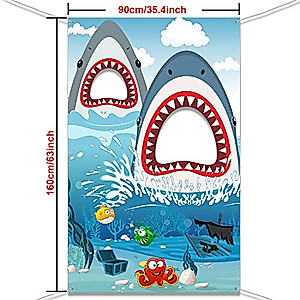 Shark Zone Backdrop Supplies Shark Photography Background Banner for Boy Girl Birthday Sea Shark Theme Party Baby Shower Decorations 70.8 x 35.5 Inch