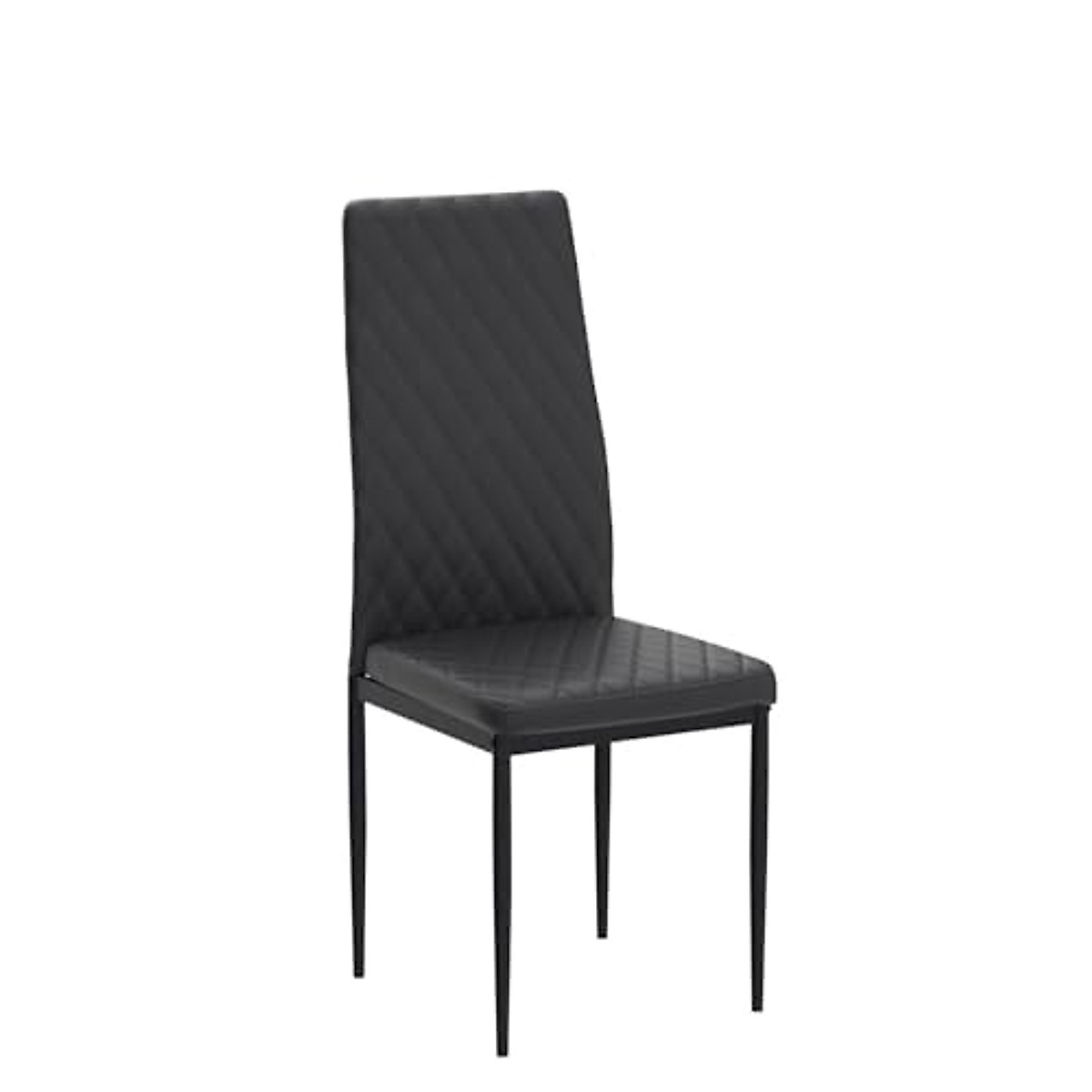 JT Modern Minimalist Dining Chair Fireproof Leather Sprayed Metal Pipe Diamond Grid Pattern Restaurant Home Conference Chair Set of 4 Or 6 (6, Black)