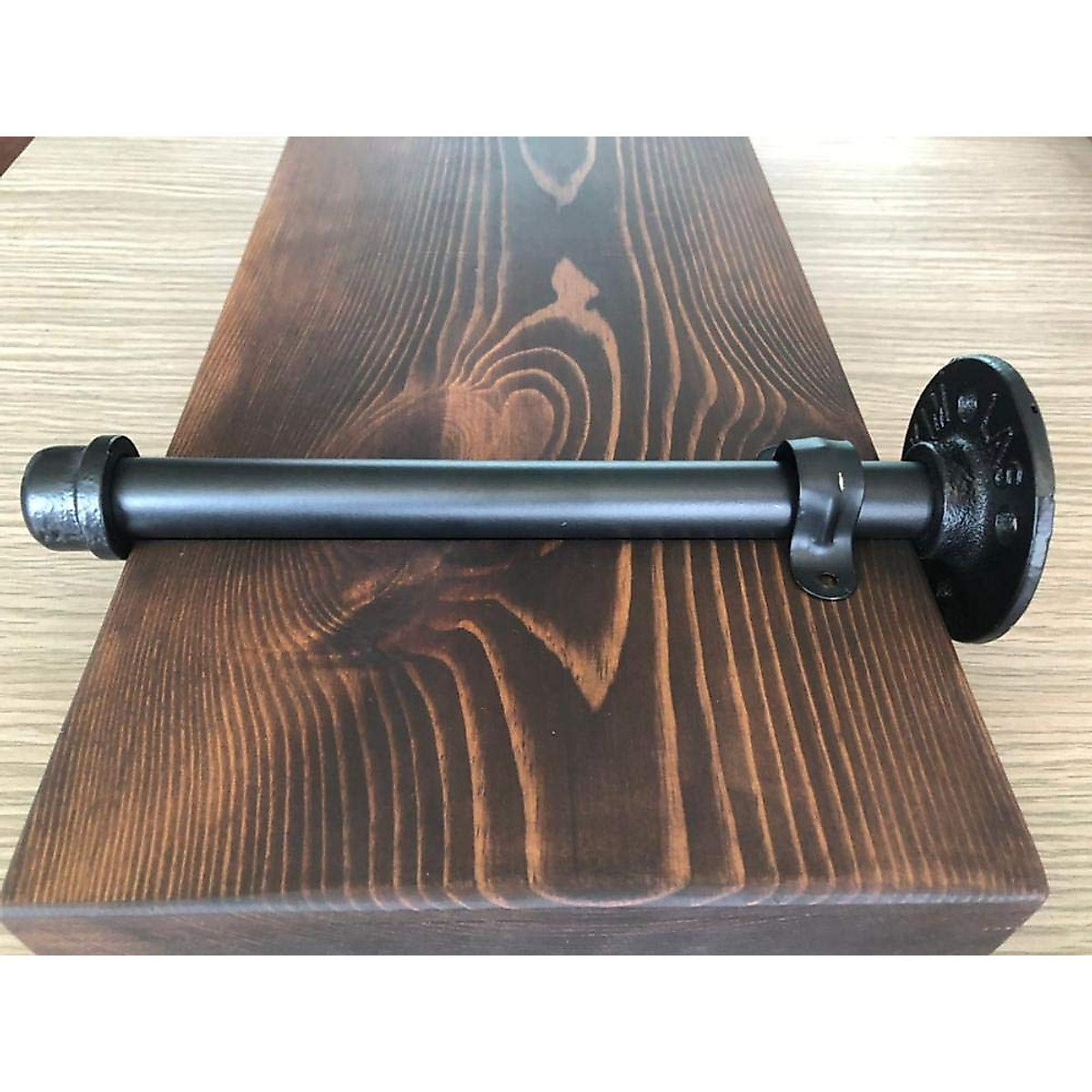 Industrial Floating Shelves Wall Shelf - Floating Shelves Wood Wall Mounted, Hanging Shelves, Floating Shelves Rustic, with Pipe Hardware Brackets (Set of 3) 1.5'' X 7.25'' (Espresso, 36'')