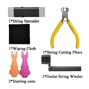 74 Pcs Guitar Tools Kits Repair Setup Maintenance Adjustments Cleaning DIY for Electric Guitar, Ukulele, Bass Banjo & Other Stringed Instruments Beginner Professionals Luthier Easy Use GAT-188