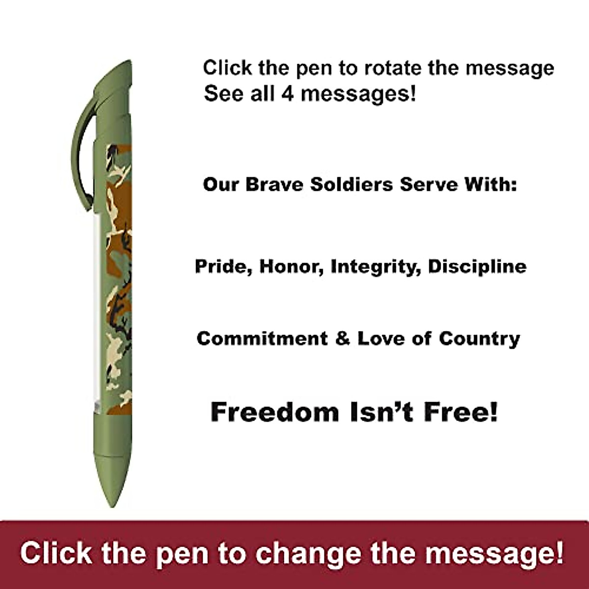 Greeting Pen Military Pen- Army Rotating Message 6 Pen Set 36566