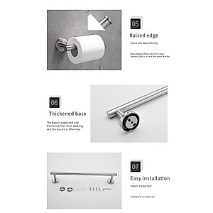 Bathroom Hardware Set Accessories Kit Brushed Stainless Steel Round Wall Rack Hand Bar Toilet Roll Paper Holder Robe Towel Hook,BG,Towel bar,45cm